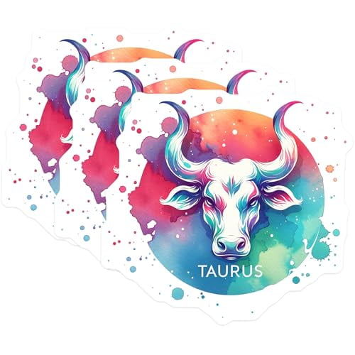(3 Pack) Taurus Zodiac Decals - Watercolor Astrology Decal - Bull Sign ...