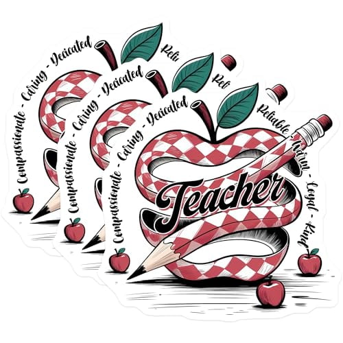 (3 Pack) Teacher Decals - Apple Pencil Decals - Education Profession ...