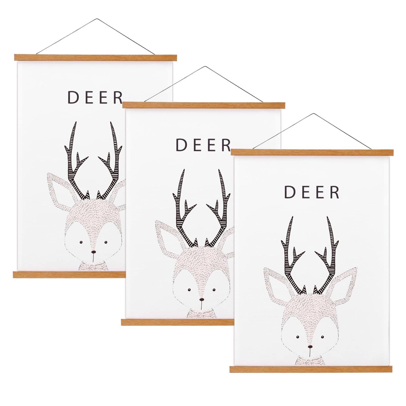 3 Pack Teak Wood Magnetic Poster Frame, 12x16 12x18 12x24 Hanger for ...