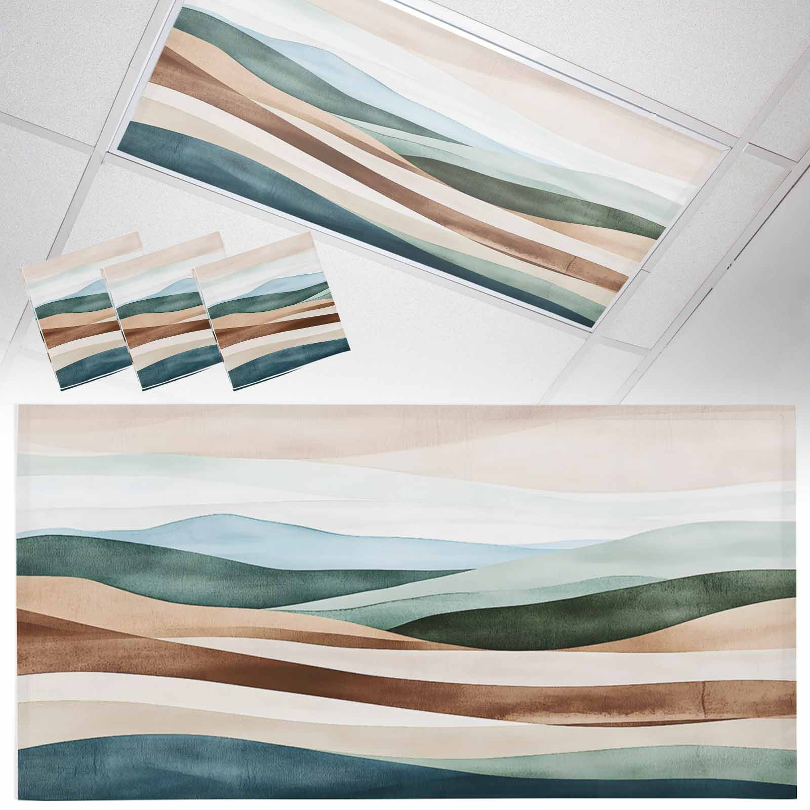 3 Pack Teal Brown Ombre Fluorescent Light Covers for Ceiling Lights ...