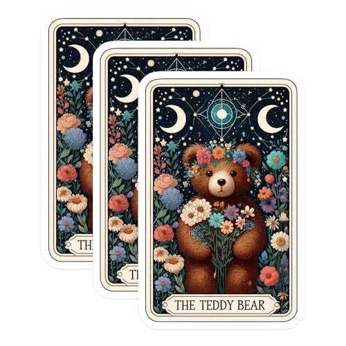 (3 Pack) Teddy Bear Decals - Floral Crown Bear - Cute Animal Decals - 3 ...
