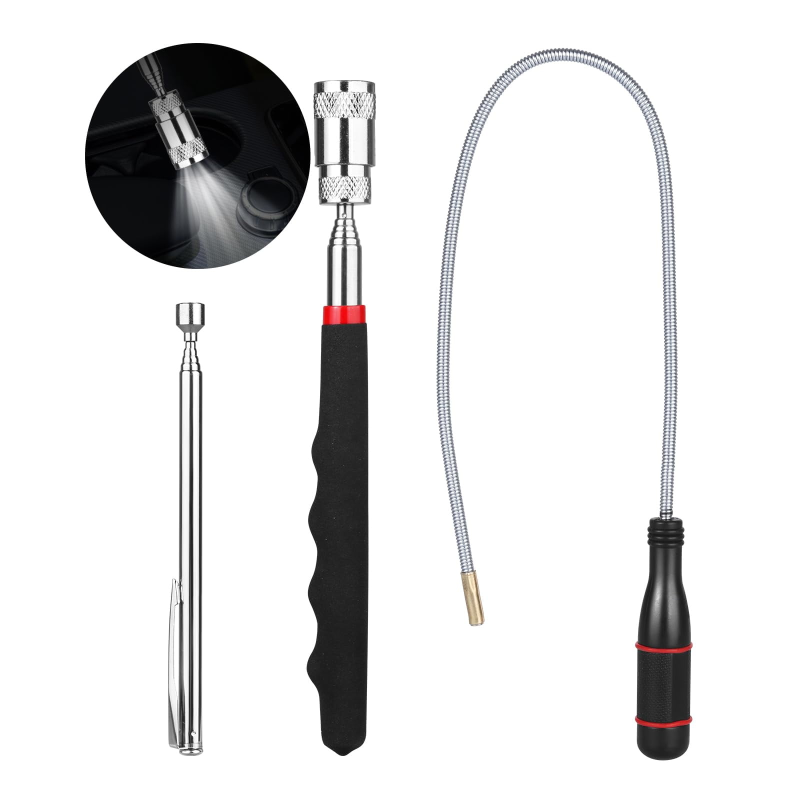 3 Pack Telescoping Magnet Pick-up Tool Set, Non-Slip Magnetic ...