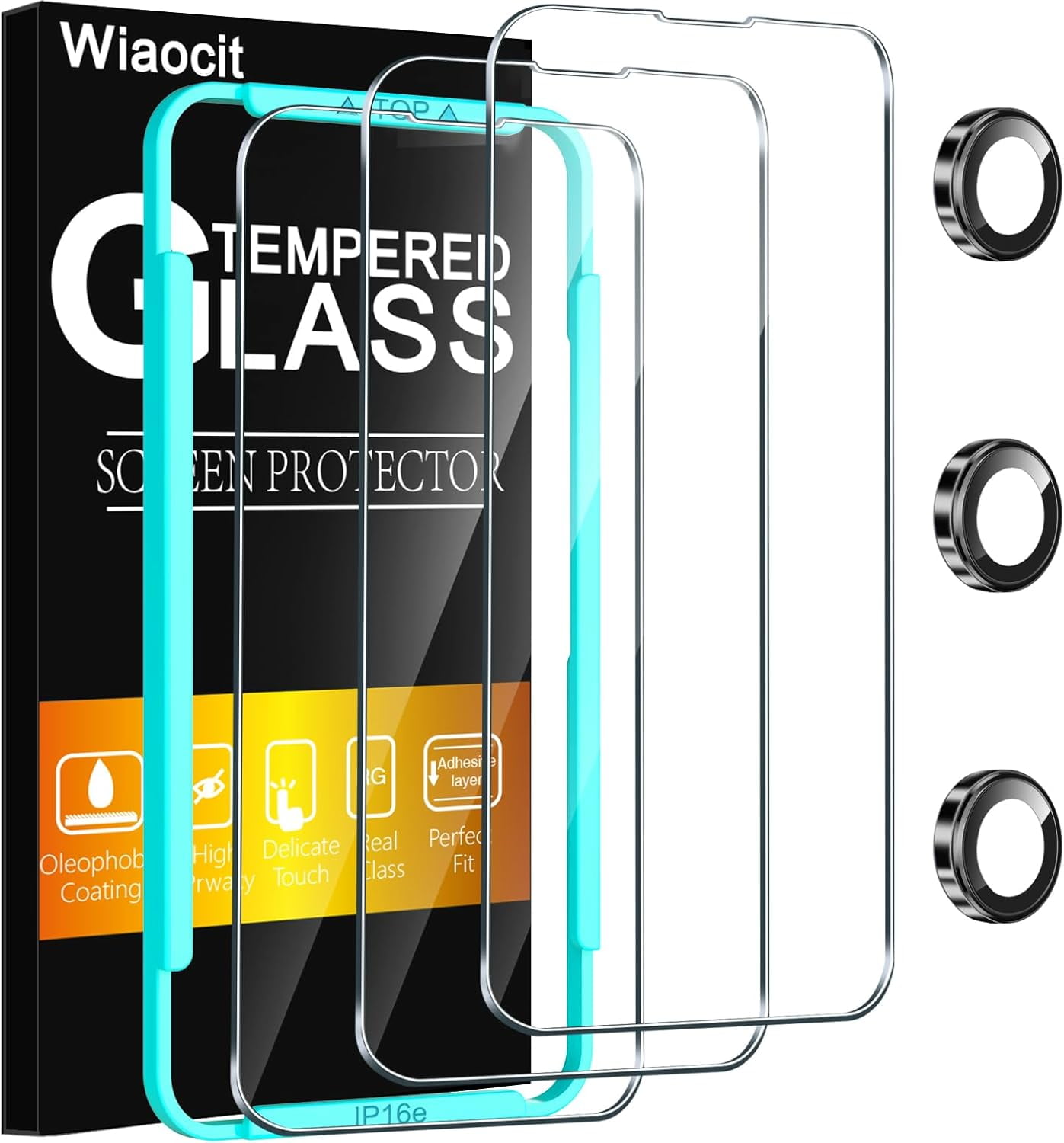 3 Pack Tempered Glass Screen Protector for iPhone 16e with 3 Pack ...