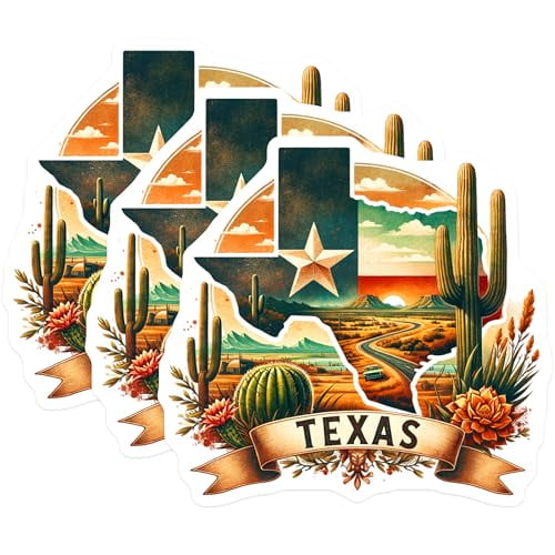 (3 Pack) Texas Decals - State Pride - Southwestern Decor - Laptop Decal ...