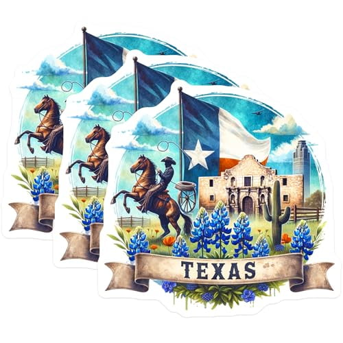 (3 Pack) Texas Pride Decals - Alamo Decal - Cowboy Laptop Decal- 3 ...