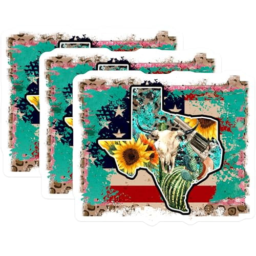 (3 Pack) Texas Pride Decals - Bull Skull Art - Texas Flag Decal - 3 ...