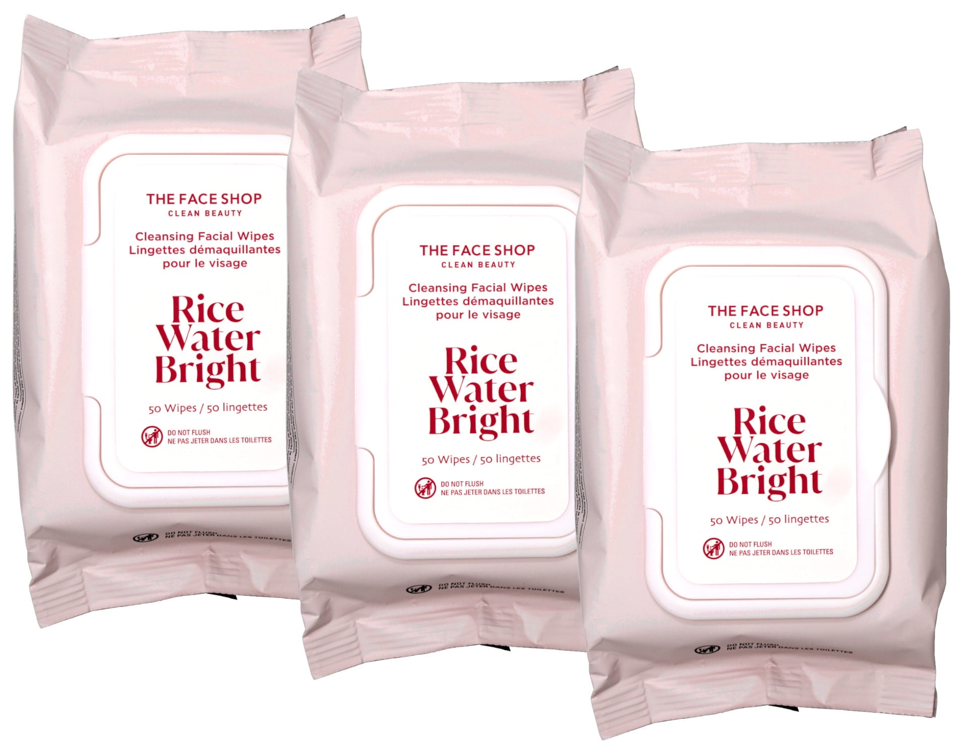 3 Pack - The Face Shop Rice Water Bright Cleansing Facial Wipes - Rice ...