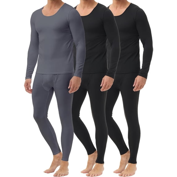 3 Pack Thermal Underwear for Men Long Johns Fleece Lined Soft and Warm ...