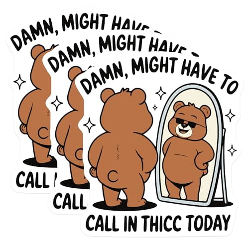 (3 Pack) Thicc Bear Decals - Funny Animal - Positive Affirmation - 3 ...