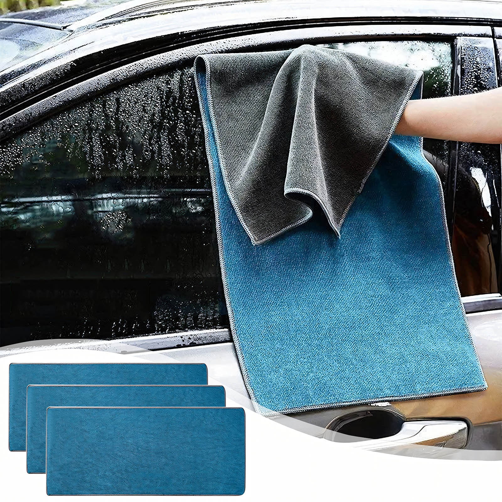 3 Pack Thick Super Absorbent Car Drying Towels, Polish Cloth, No Water ...