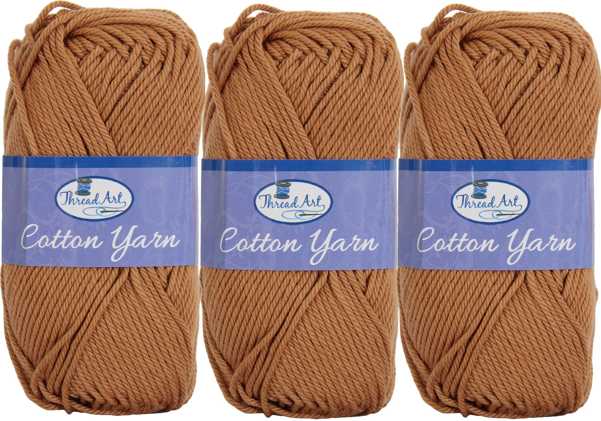 3 Pack Threadart 100% Pure Cotton Crochet Yarn | 50 gram Skeins ...