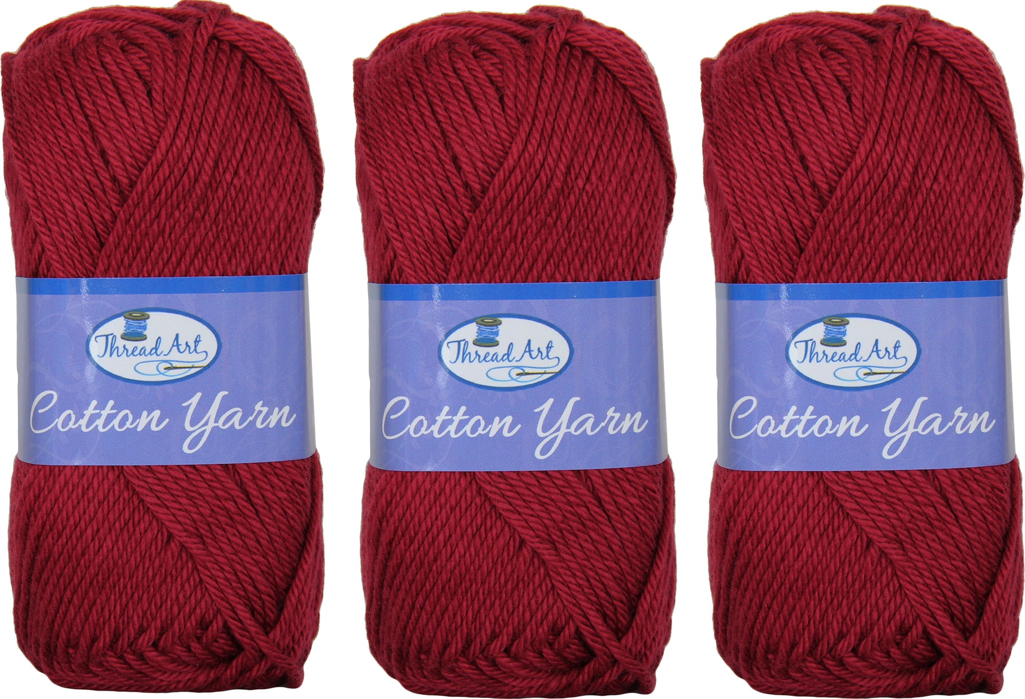 3 Pack Threadart 100% Pure Cotton Crochet Yarn | 50 gram Skeins ...