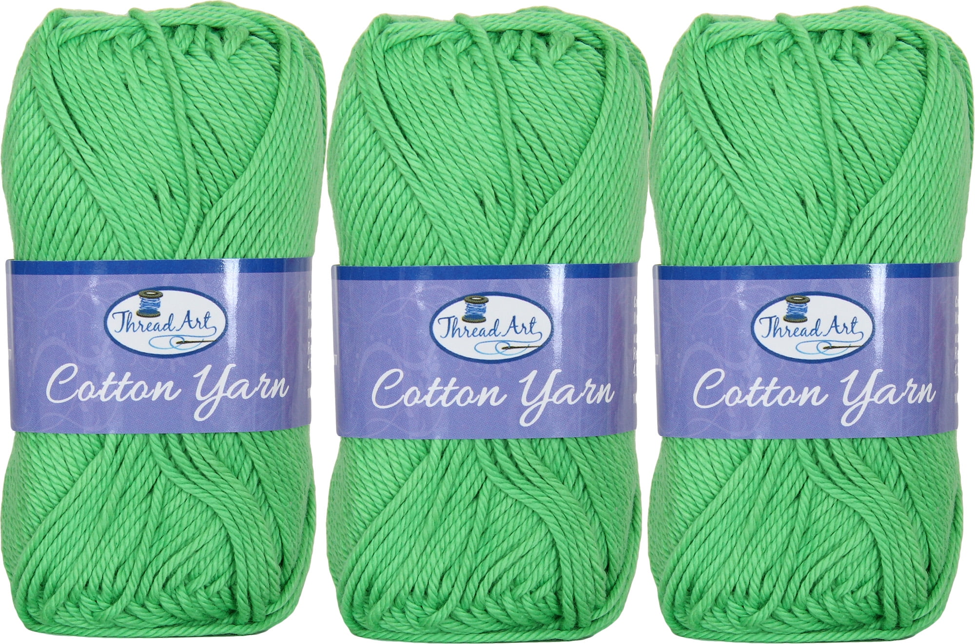 3 Pack Threadart 100% Pure Cotton Crochet Yarn | 50 gram Skeins ...