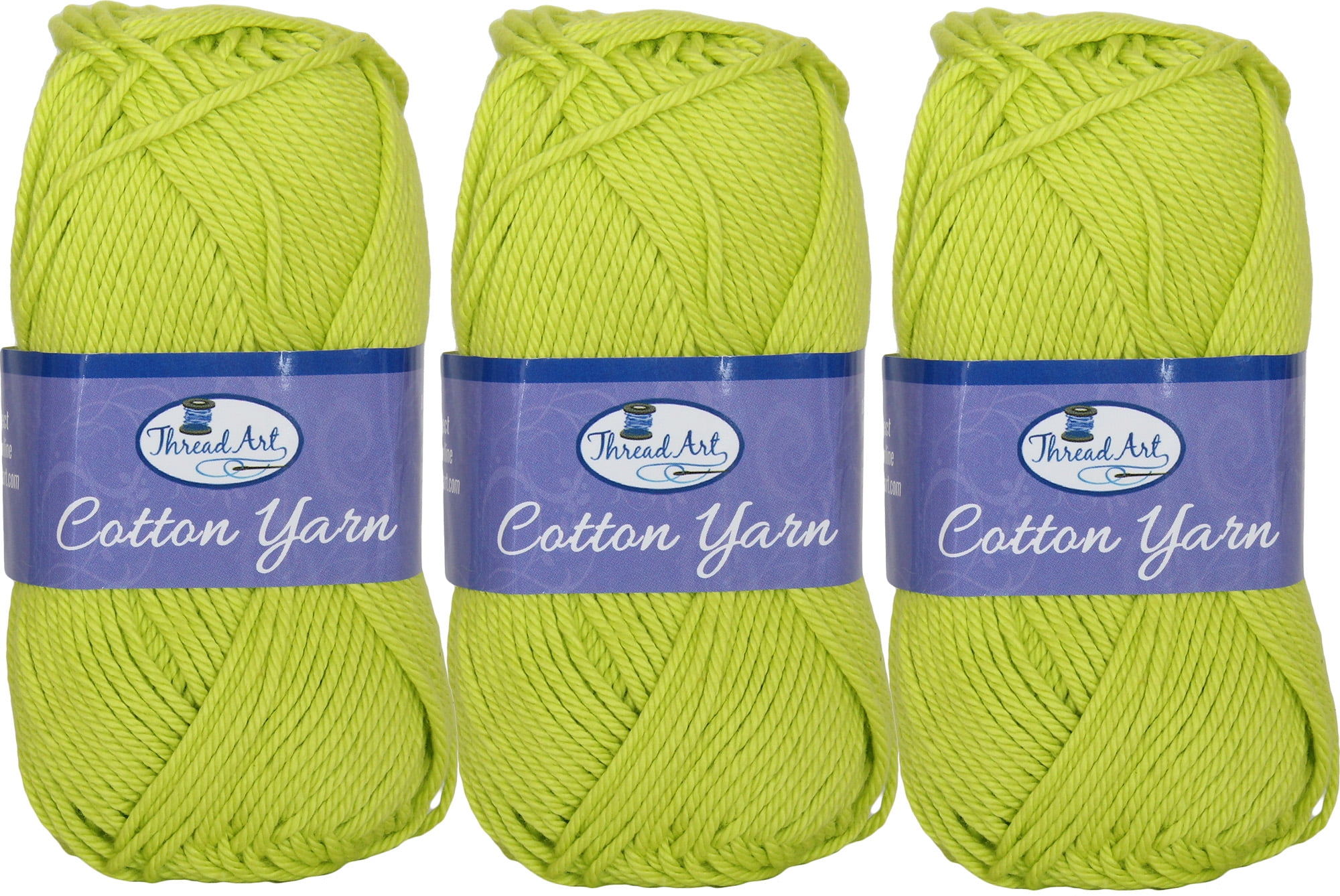 3 Pack Threadart 100% Pure Cotton Crochet Yarn | 50 gram Skeins ...