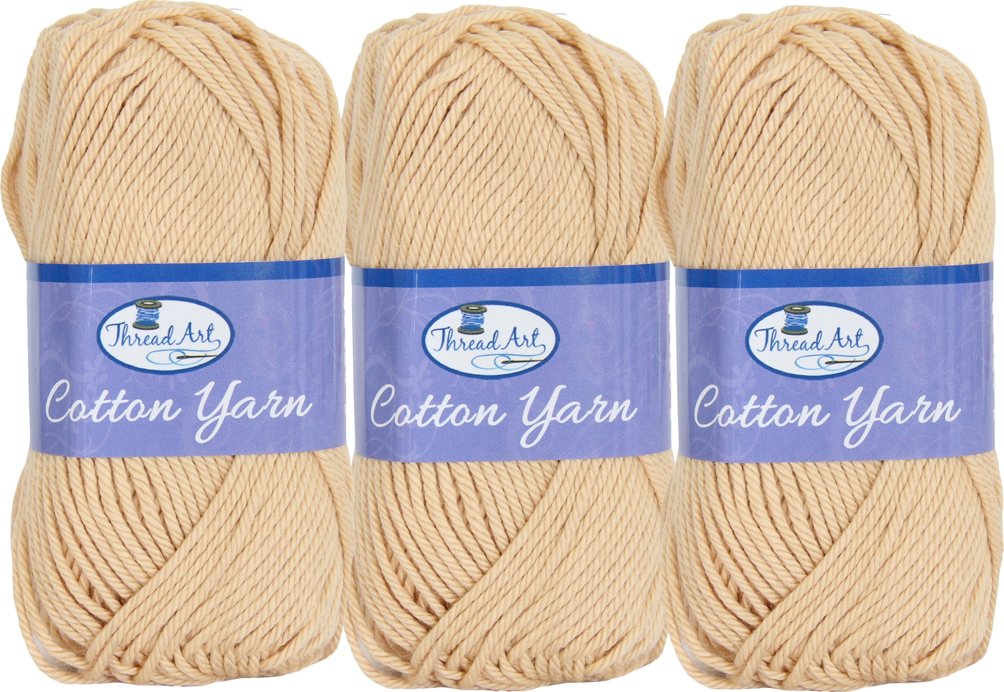 3 Pack Threadart 100% Pure Cotton Crochet Yarn | 50 gram Skeins ...