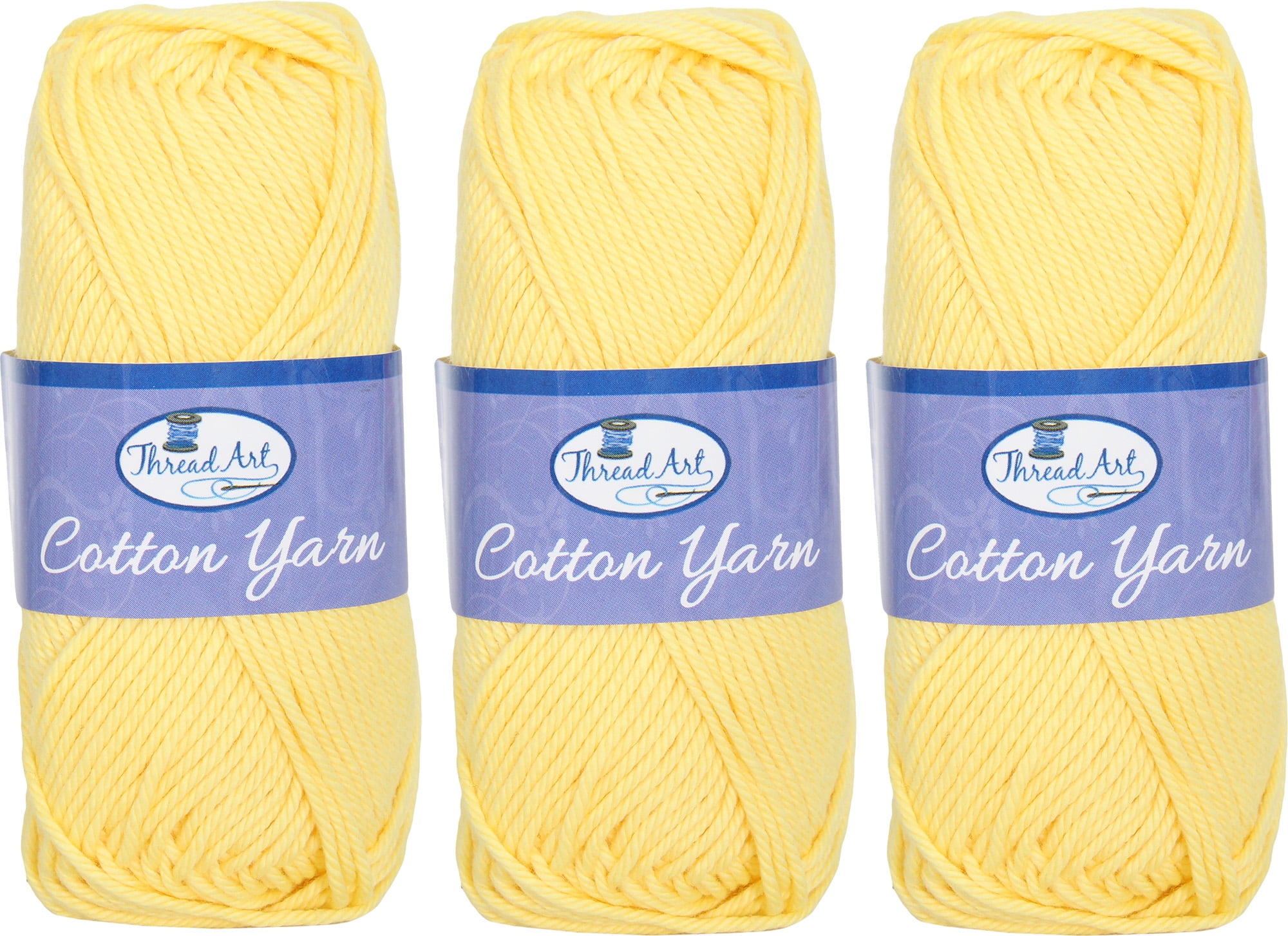 3 Pack Threadart 100% Pure Cotton Crochet Yarn | 50 gram Skeins ...