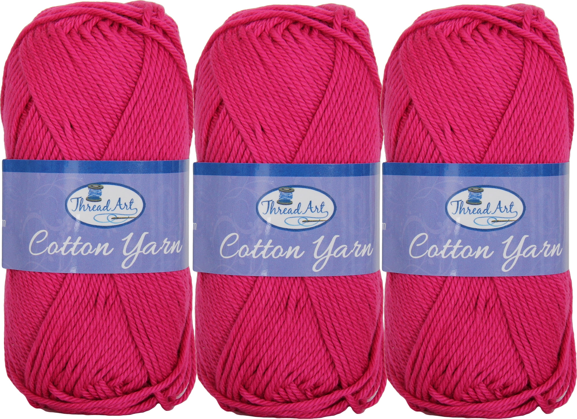 3 Pack Threadart 100% Pure Cotton Crochet Yarn | 50 gram Skeins ...