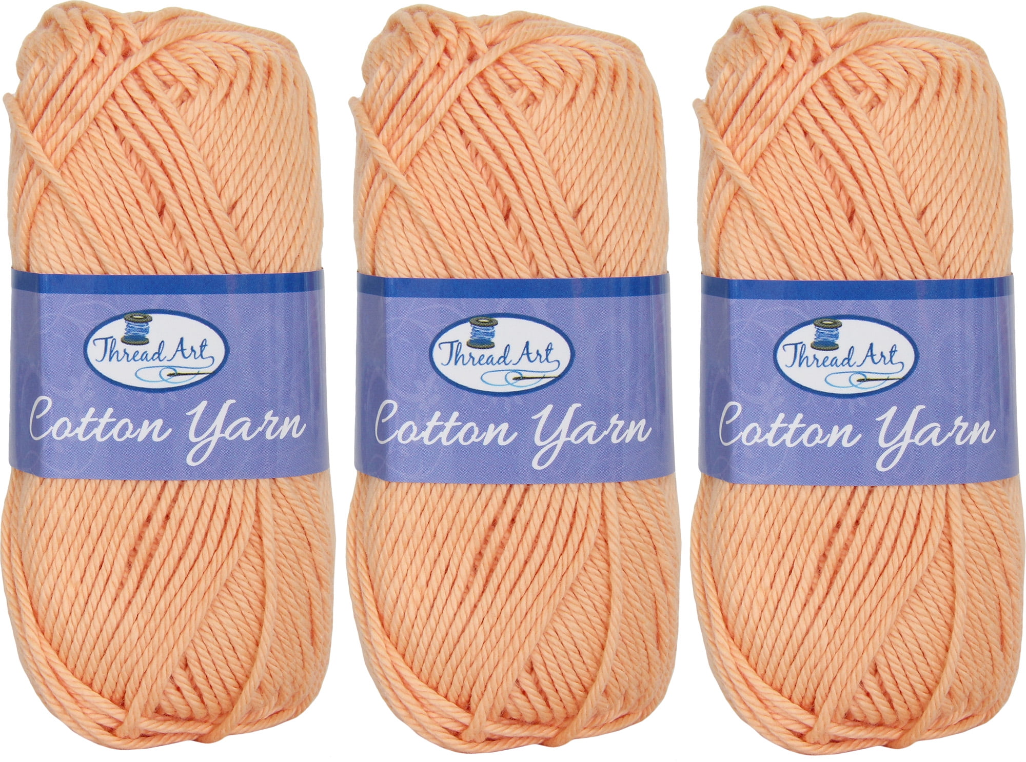 3 Pack Threadart 100% Pure Cotton Crochet Yarn | 50 gram Skeins ...