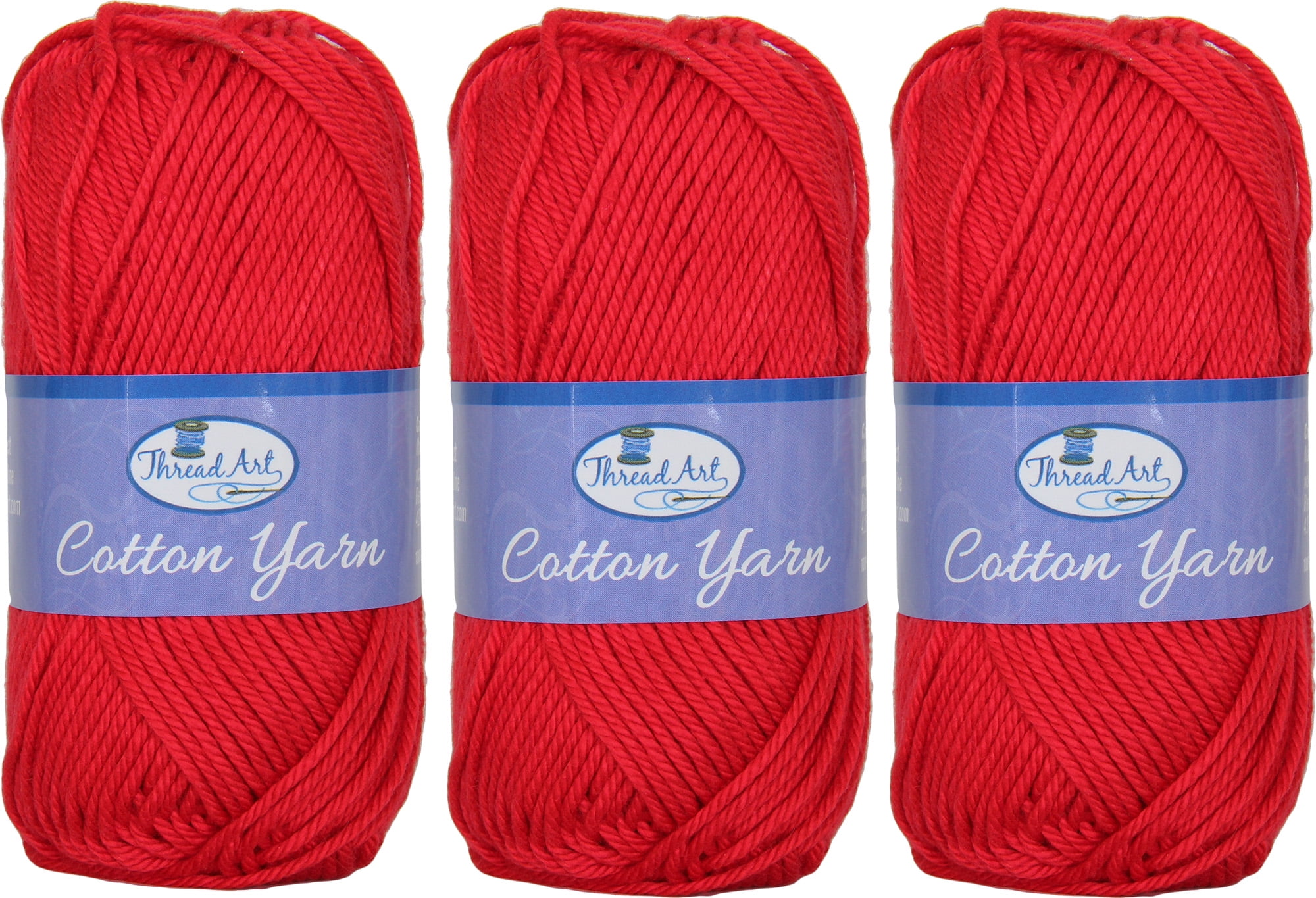 3 Pack Threadart 100% Pure Cotton Crochet Yarn | 50 gram Skeins ...