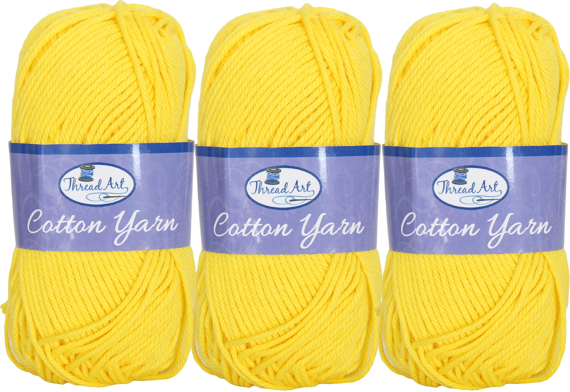 3 Pack Threadart 100% Pure Cotton Crochet Yarn | 50 gram Skeins ...