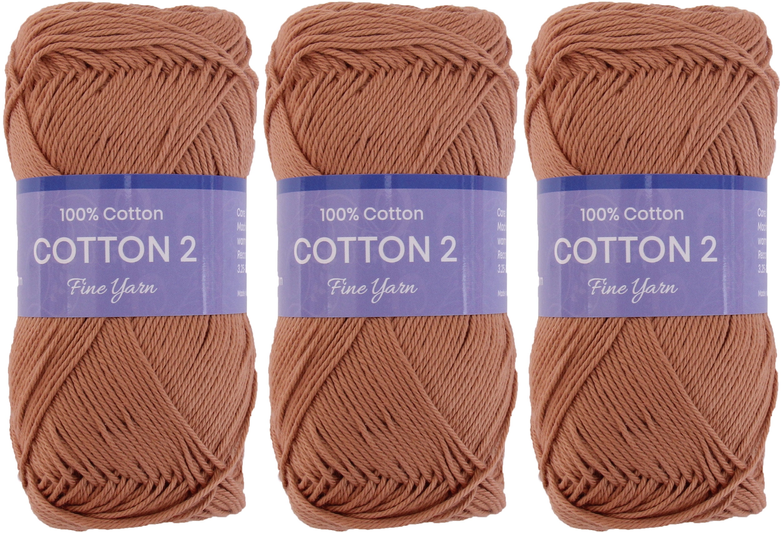 3 Pack Threadart 100% Pure Cotton Crochet Yarn Size 2 | Beige | 50 gram ...