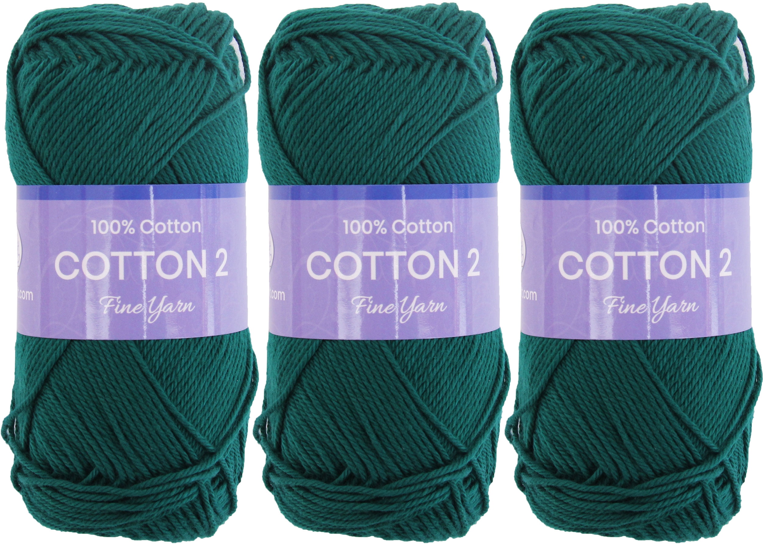 3 Pack Threadart 100% Pure Cotton Crochet Yarn Size 2 | Dark Green | 50 ...