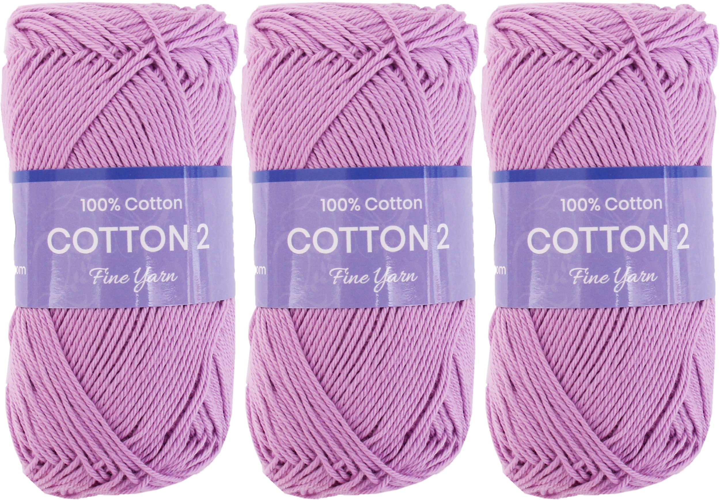 3 Pack Threadart 100% Pure Cotton Crochet Yarn Size 2 | Lavender | 50 ...