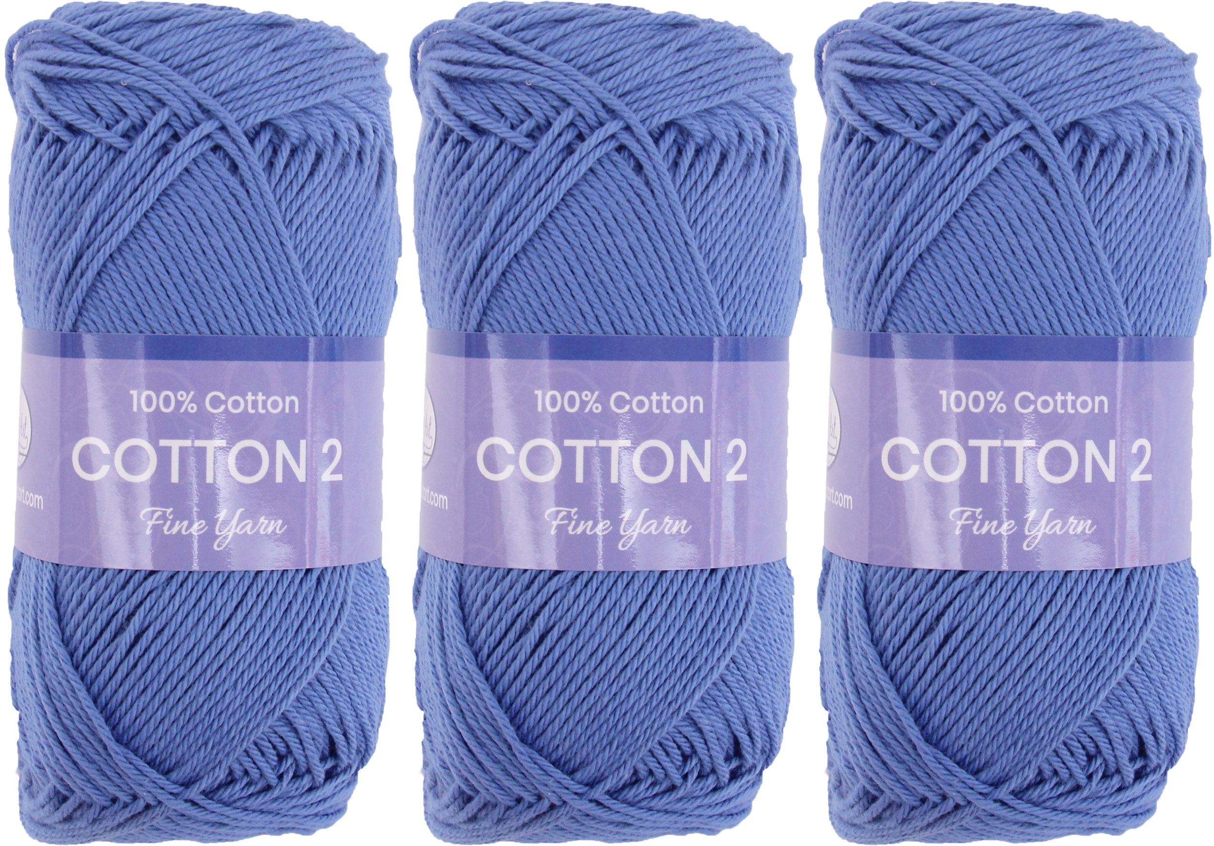 3 Pack Threadart 100% Pure Cotton Crochet Yarn Size 2 | Periwinkle | 50 ...