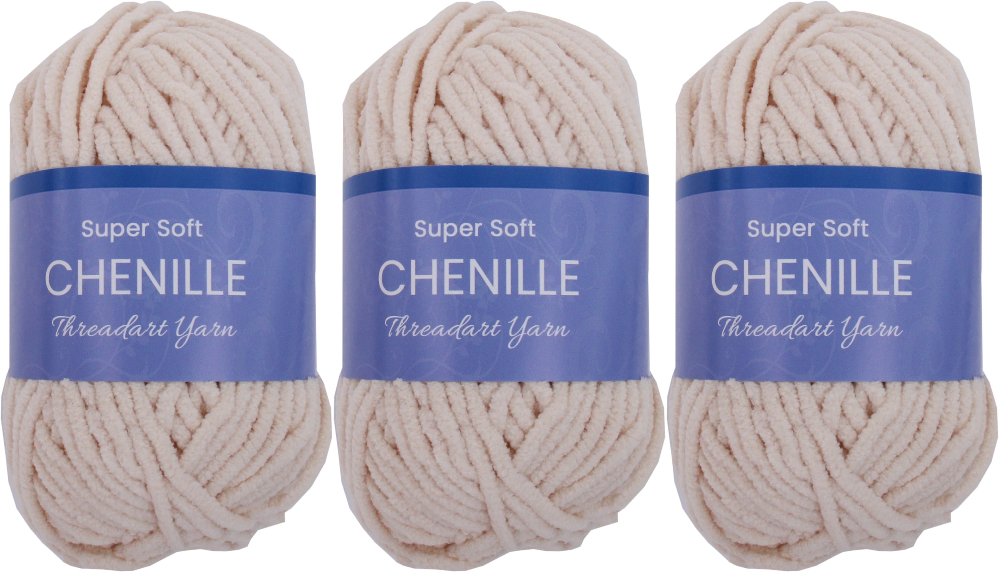 3 Pack ThreadArt Chenille Yarn for Crocheting, Knitting, Amigurumi ...