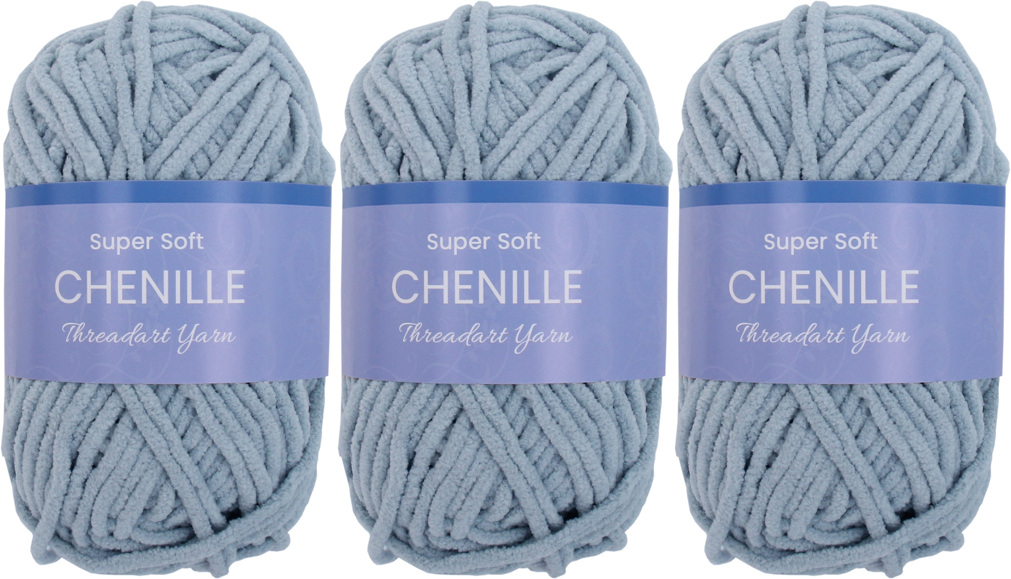 3 Pack ThreadArt Chenille Yarn for Crocheting, Knitting, Amigurumi ...
