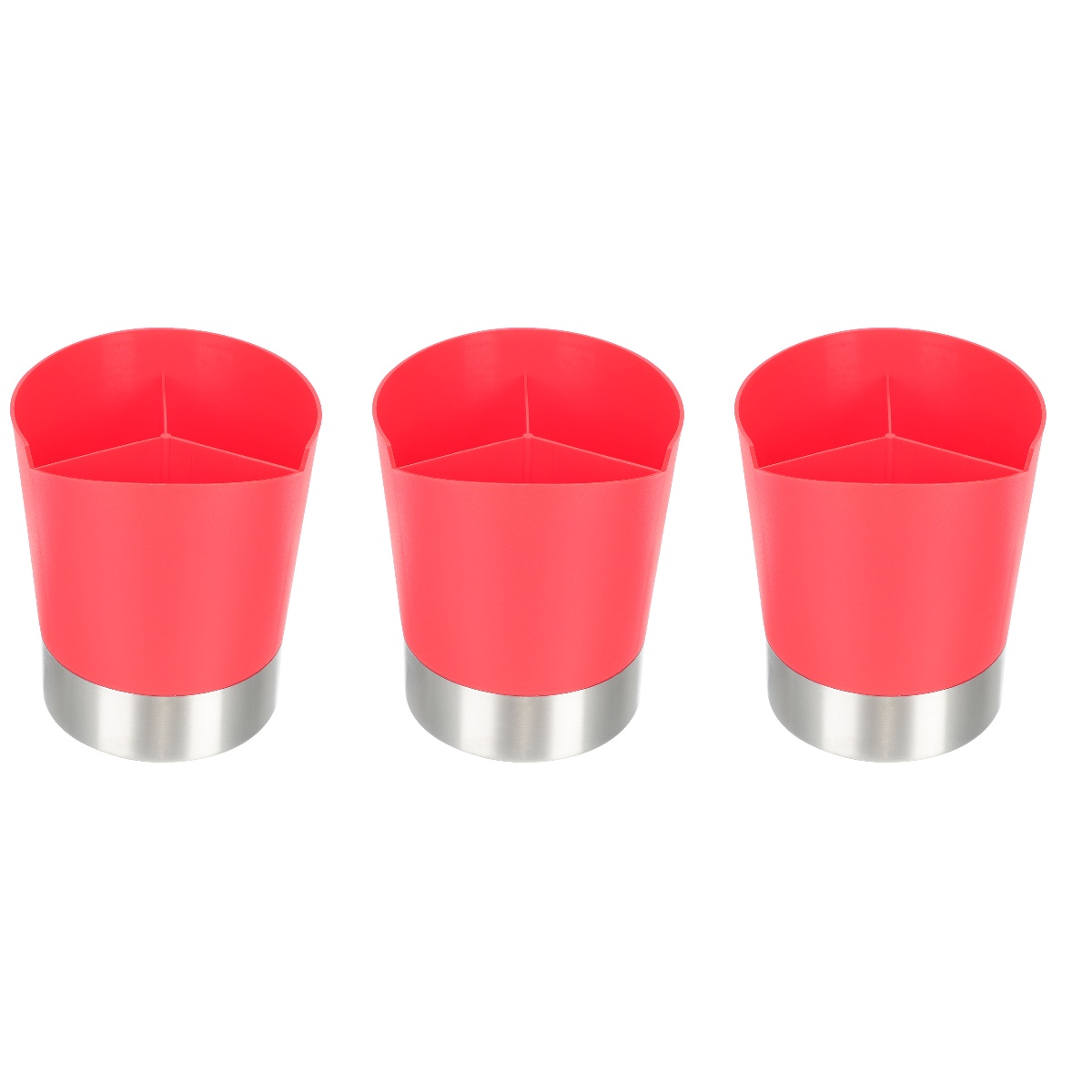 3 Pack Three Compartment Straw Bucket Kitchen Utensils Holder ...