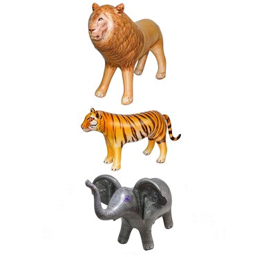 Jet Creations Safari 3 Pack Lion Tiger Elephant Inflatable Air Stuffed ...