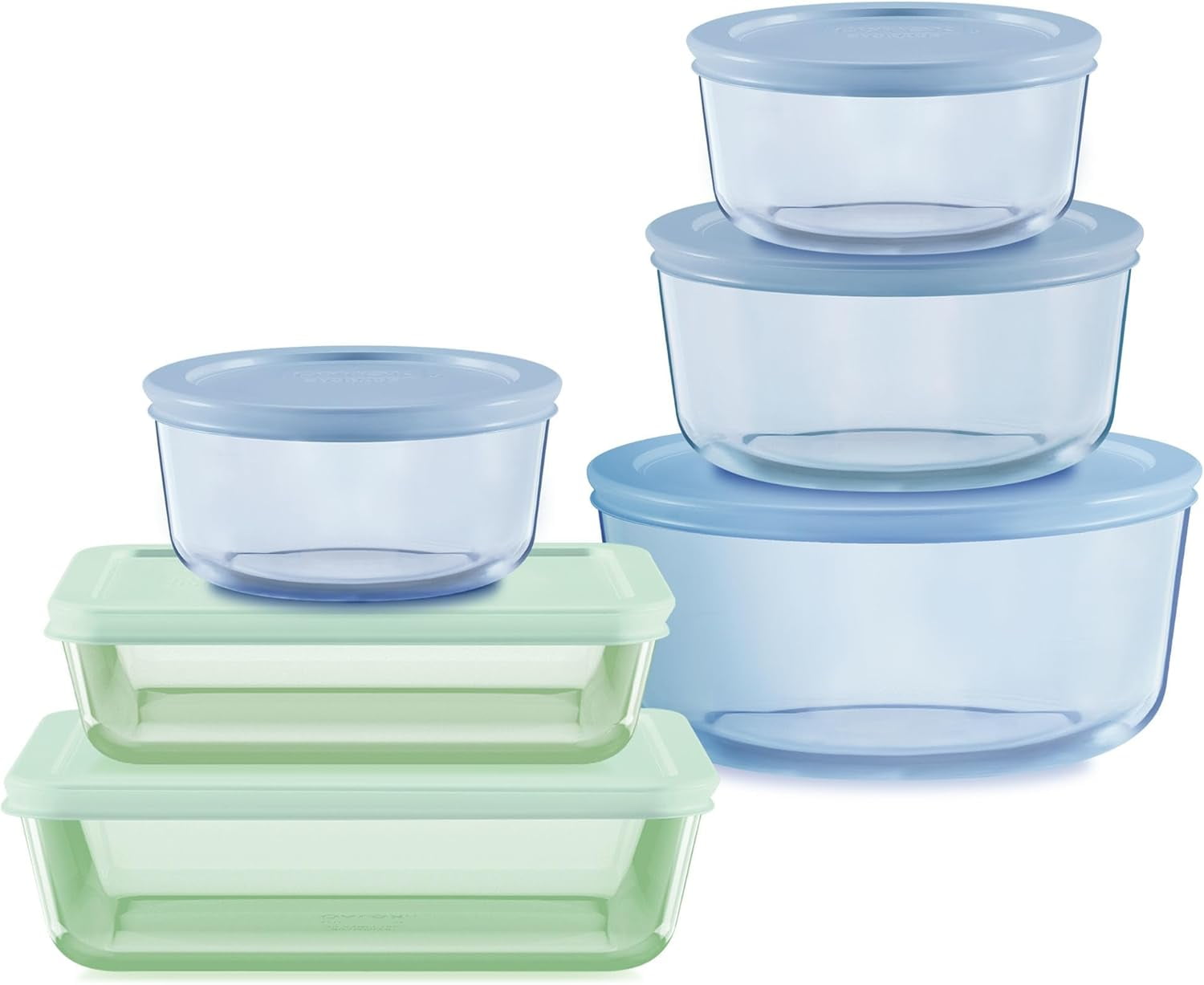 (3-Pack) Tinted Rectangular Glass Food Storage Containers Set, (3, 6 ...