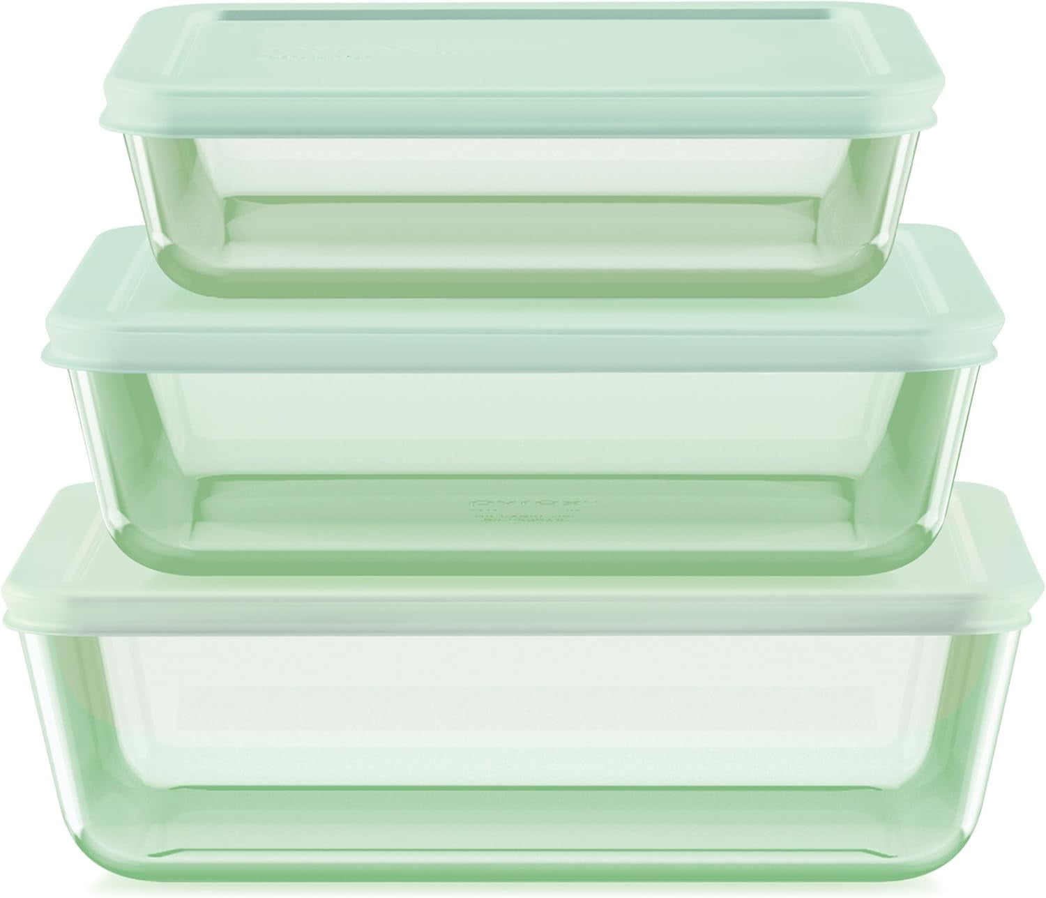 (3-Pack) Tinted Rectangular Glass Food Storage Containers Set, (3, 6 ...