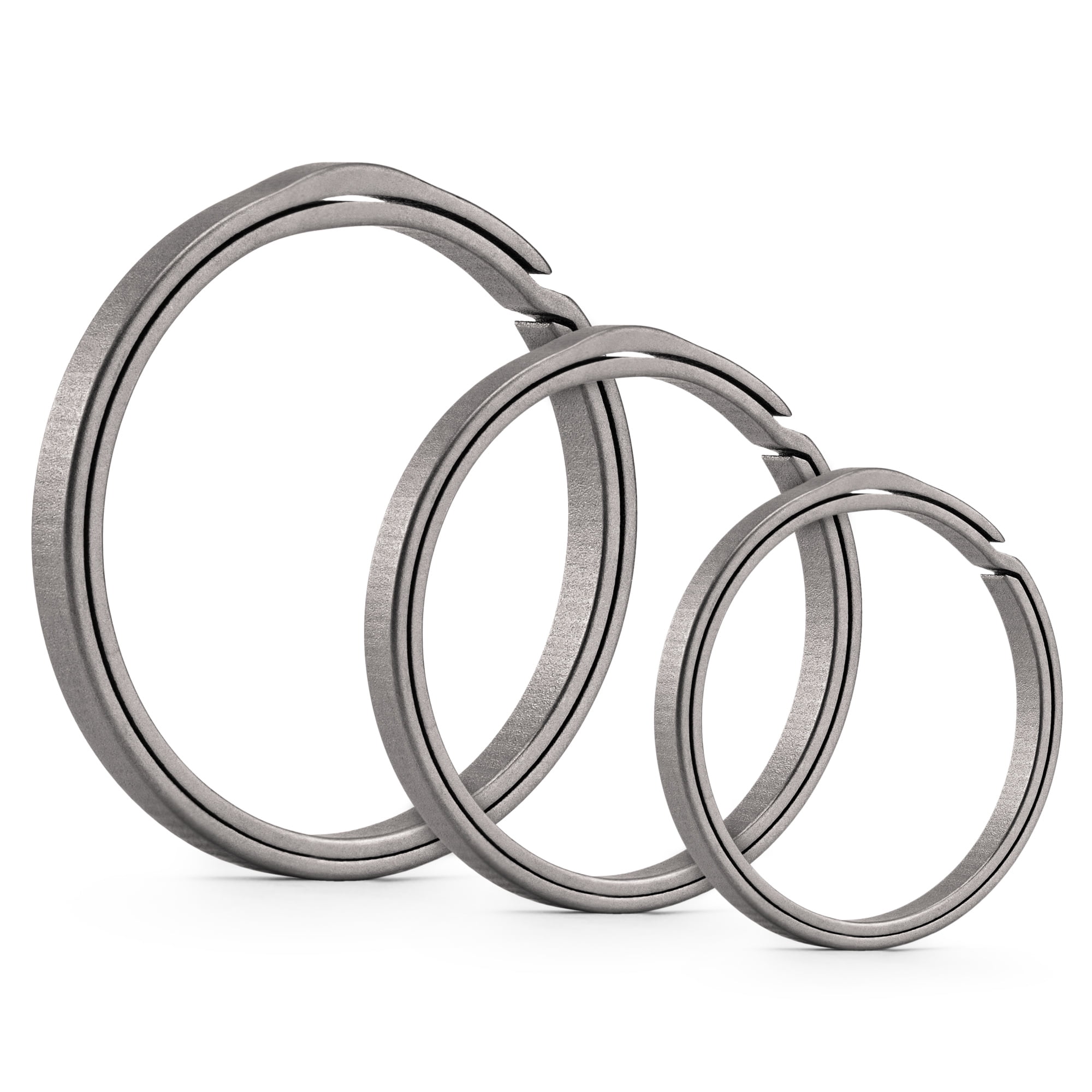 3 Pack Titanium Key Ring, Key Unity Split Ring Side Pushing Round Flat ...