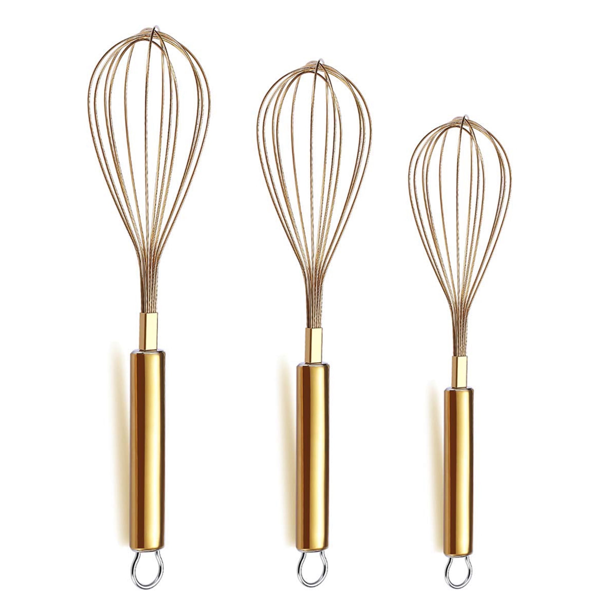 3-Pack Titanium-Plated Stainless Steel Whisks (8"/10"/12") - Durable ...