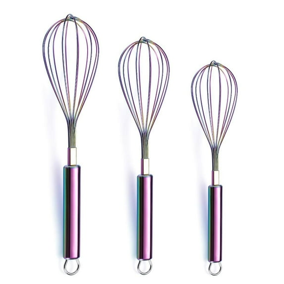 3-Pack Titanium-Plated Stainless Steel Whisks (8"/10"/12") - Durable ...