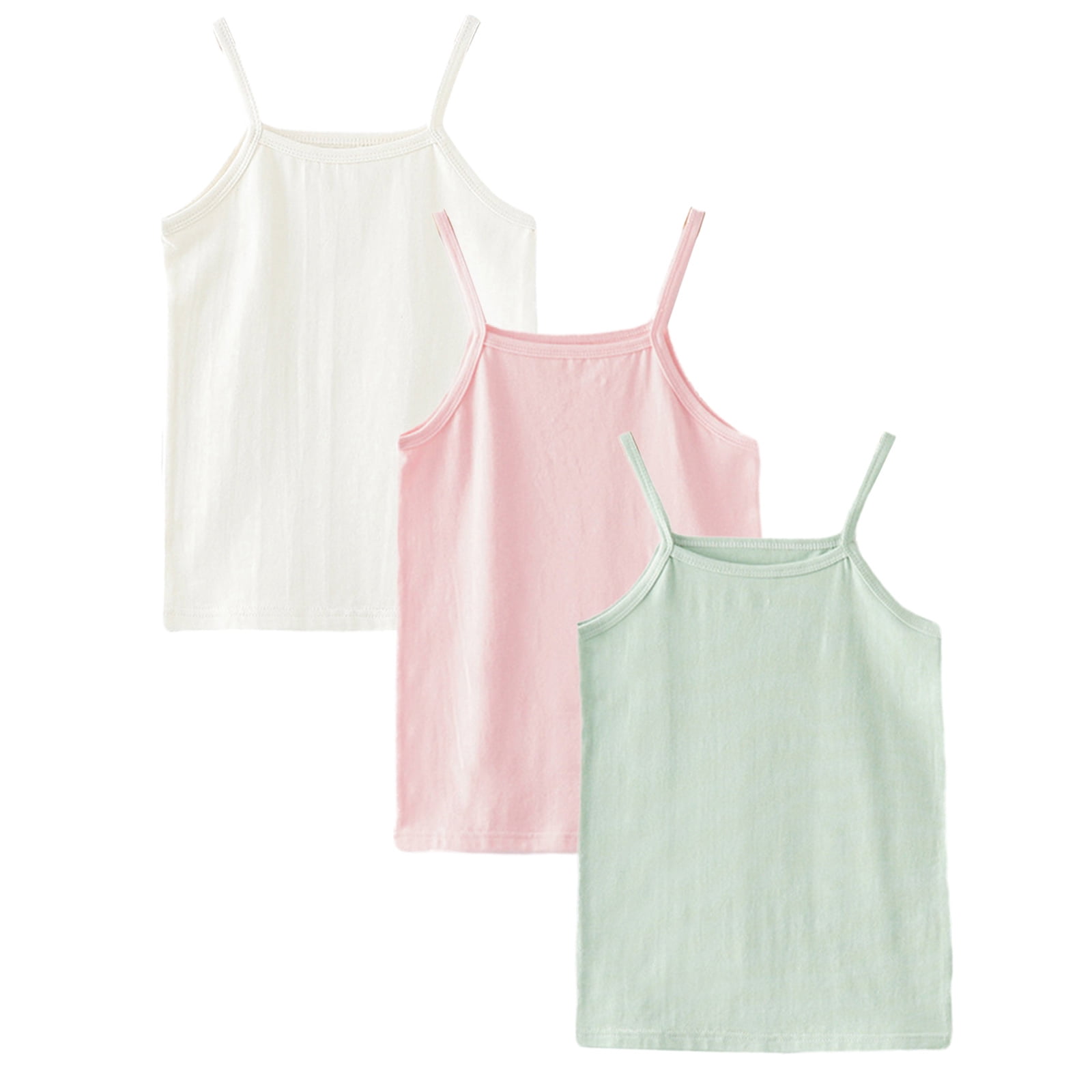 3 Pack Toddler & Girls' Basic Camisole Soft Cotton Blend Undershirts ...