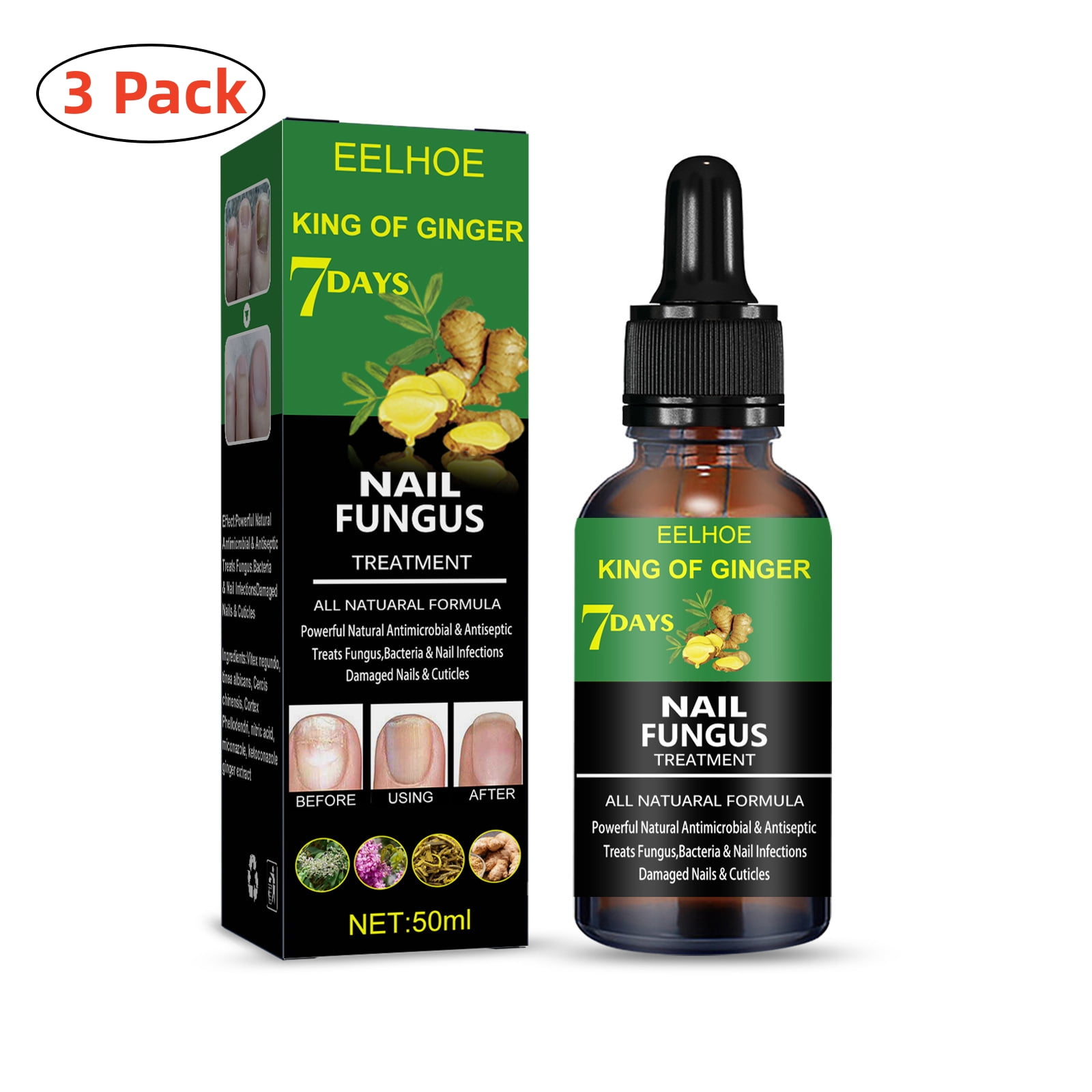 3 Pack Toenail Fungus Treatment - Max Strength Formula for Damaged ...