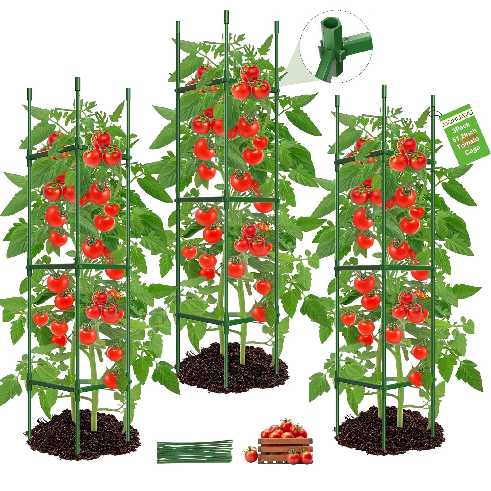 3 Pack Tomato Cages for Garden and Pots Outdoor, Tomato Plant Stakes ...