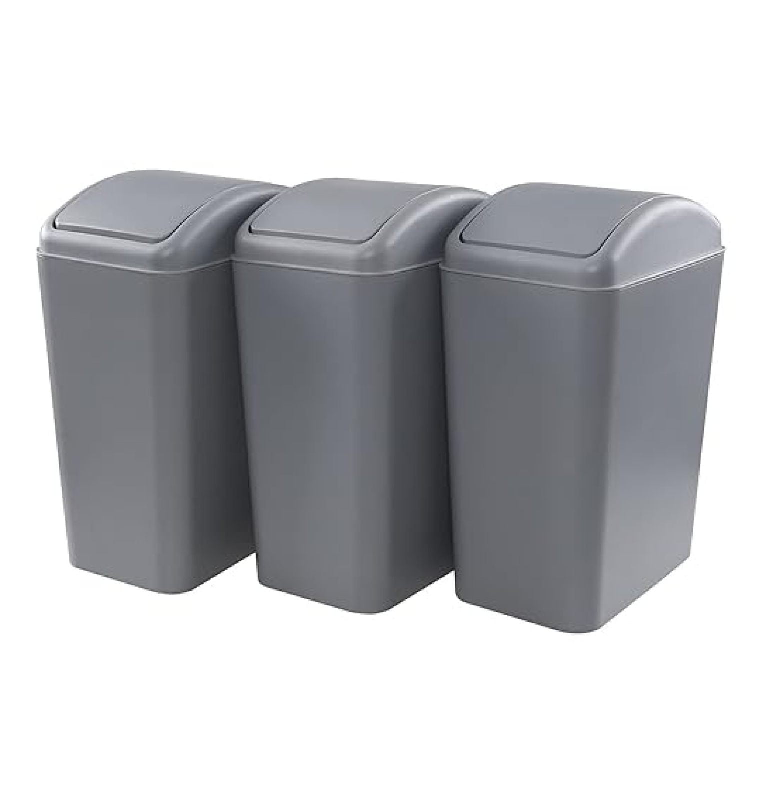 3-Pack Top Trash Bins, 4.5 Gallon Plastic Garbage Can with Lid, Gray ...
