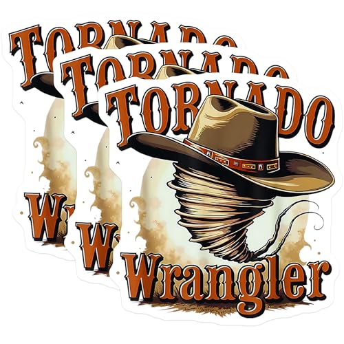 (3 Pack) Tornado Wrangler Decals - Cowboy Hat Tornado - Western Decals ...