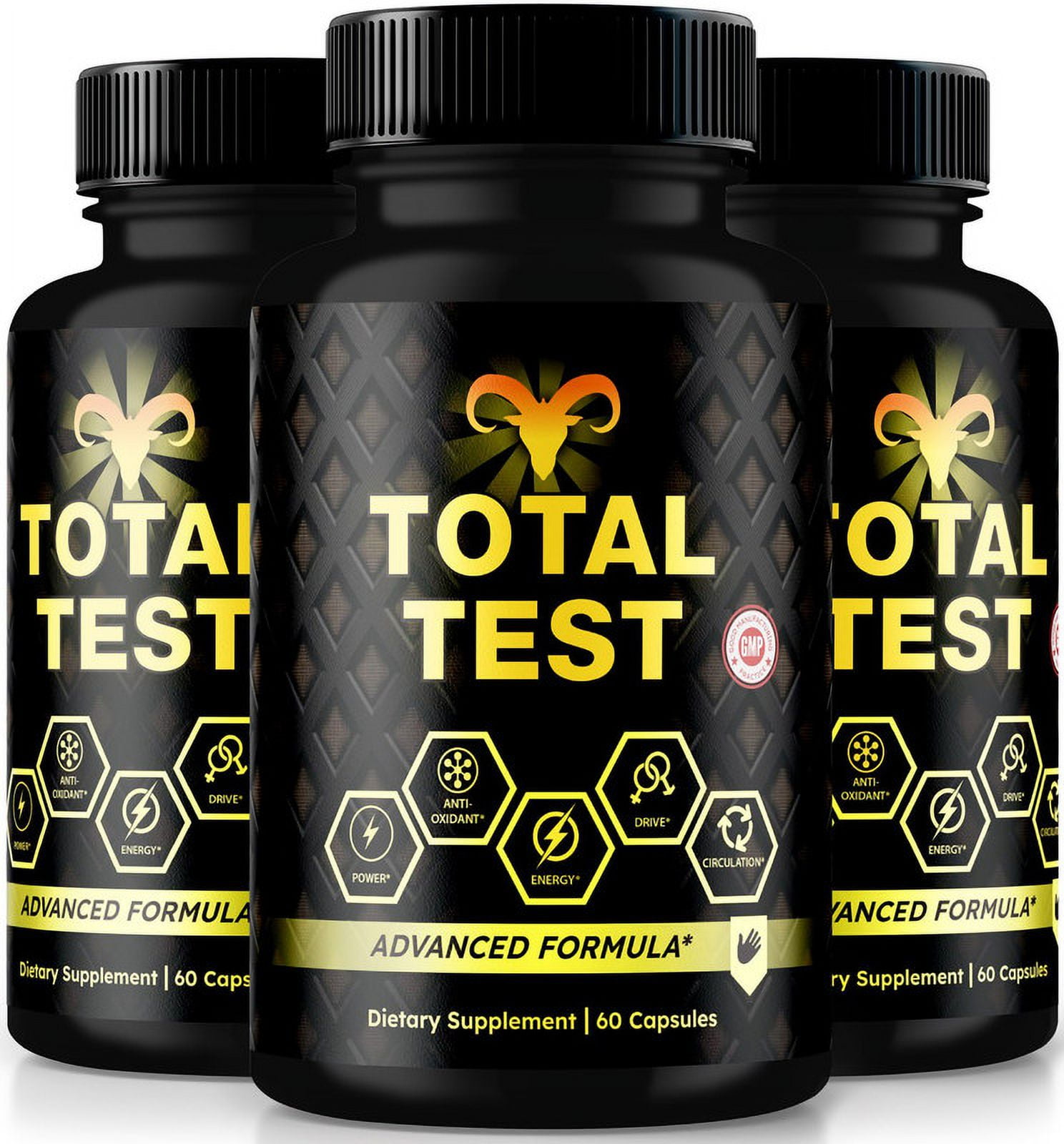 (3 Pack) Total Test Pills, All Natural Supplement to Achieve Peak ...