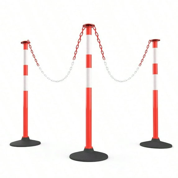 3 Pack Traffic Delineator Post With Weighted Rubber Base Portable ...