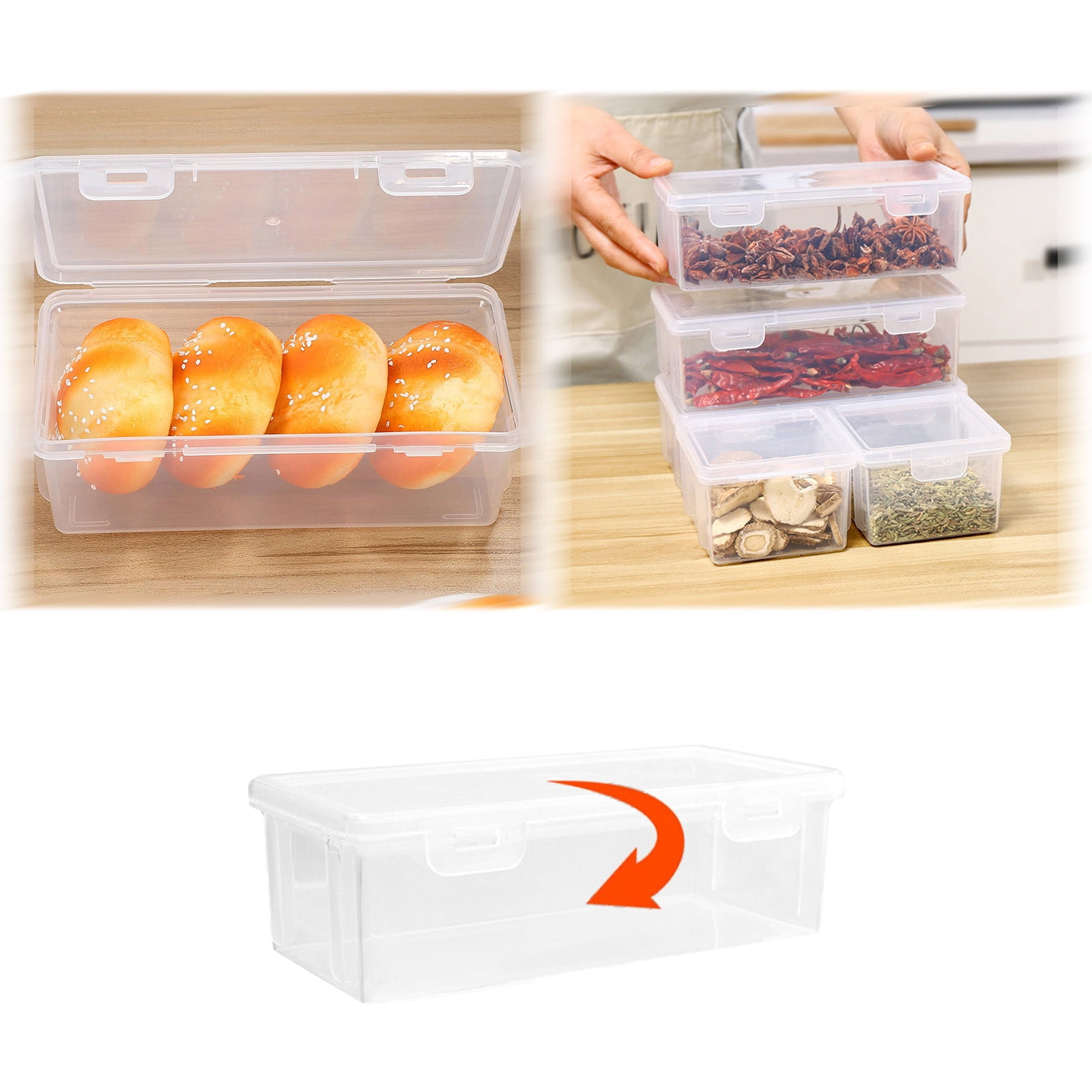 3 Pack Transparent Boxes For Food Storage Containers With Lids Plastic ...