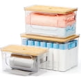 3-Pack Trash Bag Holder,Trash Bag Dispenser with Bamboo Lid, Stackable ...