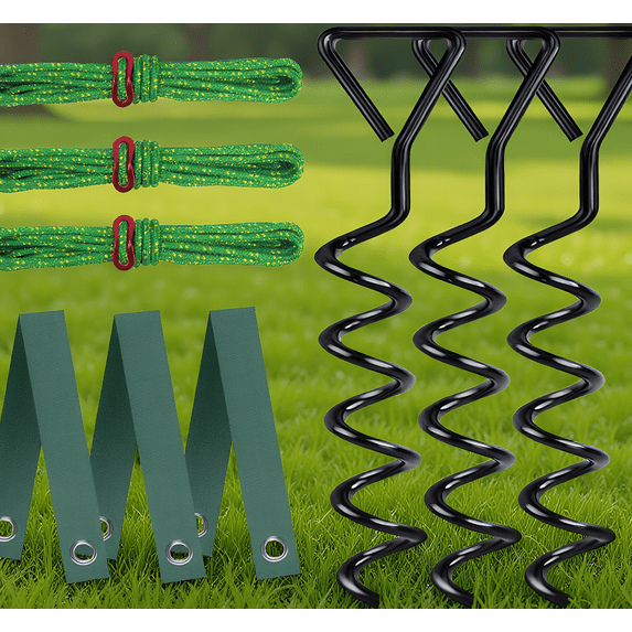 3-Pack Tree Stake Kit, Heavy Duty Spiral Metal Stakes with Nylon Straps ...
