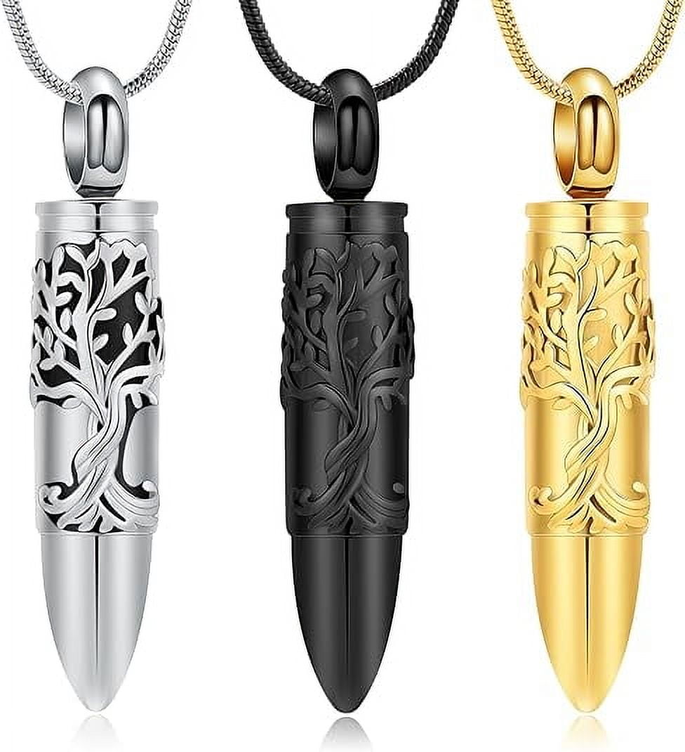 3 Pack Tree of Life Urn Necklace for Ashes Bullet Cremation Ashes Urn ...