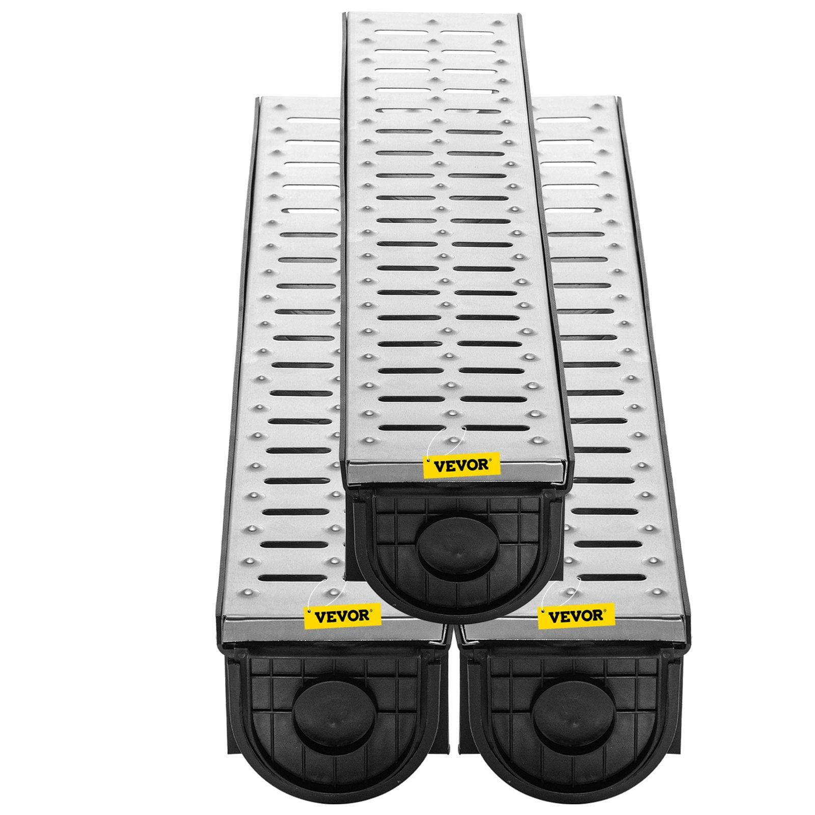 Trench Drain System, 3 Pack, 5.9x5.1-Inch Black HDPE Plastic Channel ...
