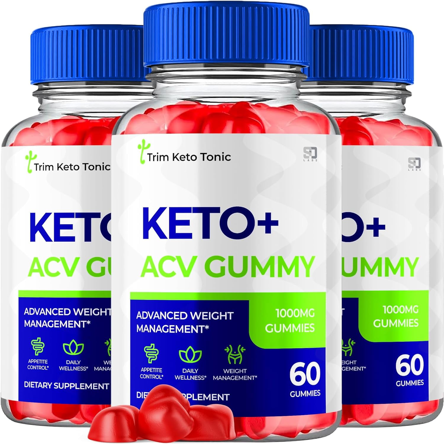 (3 Pack) Trim Keto Tonic Keto ACV Gummies - Apple Cider Vinegar ...